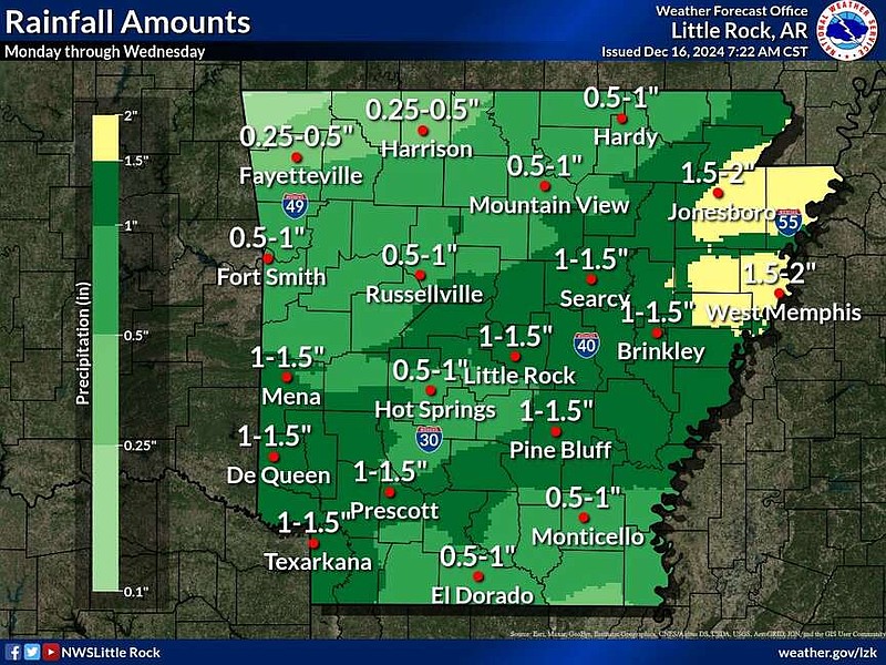Arkansas forecast to see possible storms Monday afternoon, then cold ...