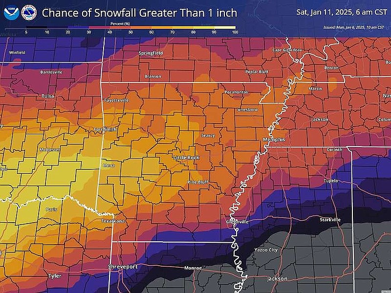 Chance of snow, wintry weather forecast for much of Arkansas starting ...
