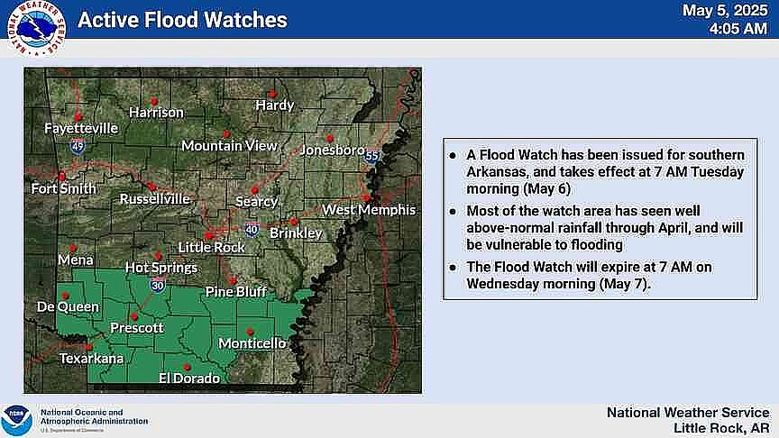 Flood watches, excessive rainfall expected for parts of Arkansas this ...