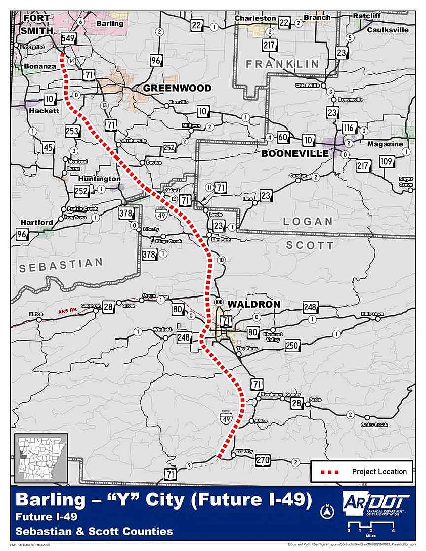 Preliminary engineering for Interstate 49 portion from Sebastian County ...