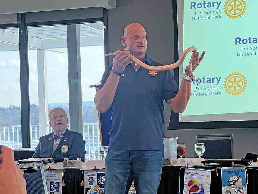 WATCH | Dr. Peters shares St. Bernard, corn snake with Rotarians | Hot ...