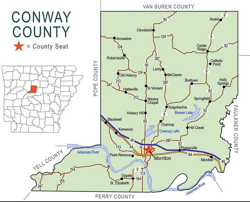 Map of Conway County (Created by Mike Keckhaver)