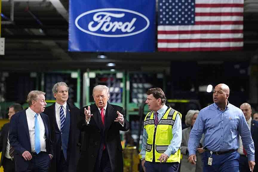 Trump visits Ford pickup truck factory, aiming to promote his efforts ...