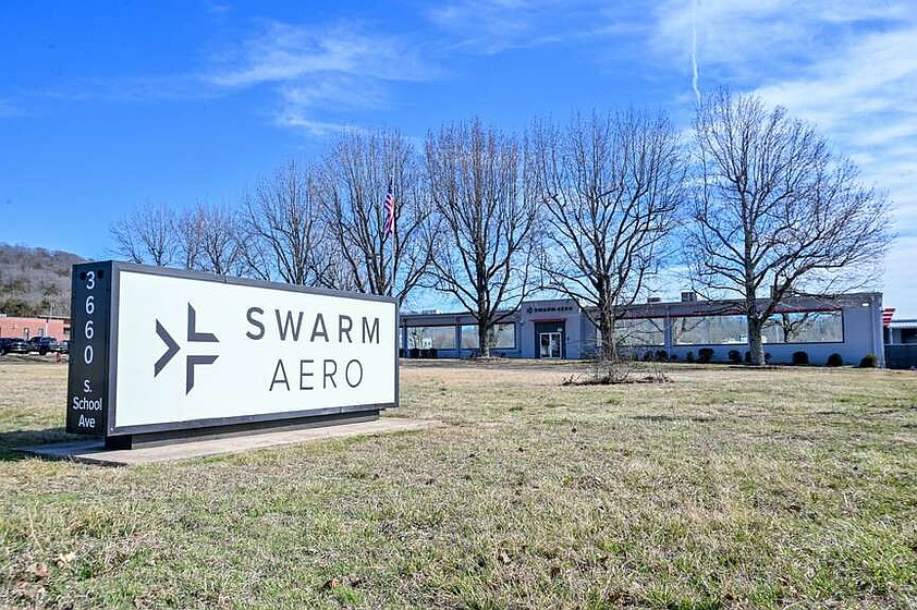The exterior of the new Swarm Aero facility is seen Feb. 18 during a ...