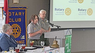 Lake Ouachita Natural Resources Specialists Amy Shultz, center, and ...