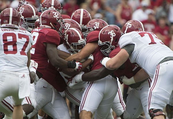 Alabama offensive line far from set after A-Day | Chattanooga Times ...